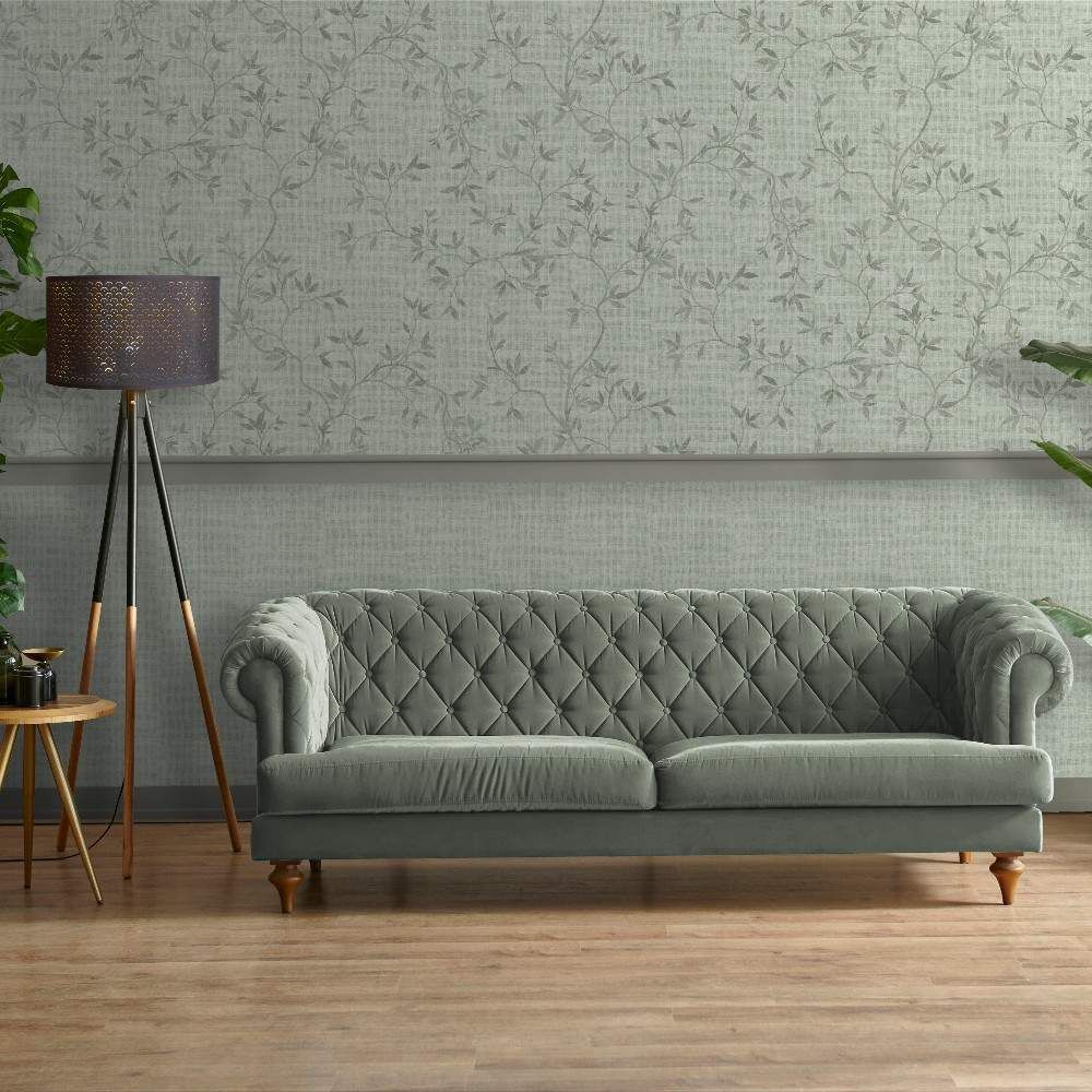 Japandi Leaf Green Floral Wallpaper 173574 | Darcy James